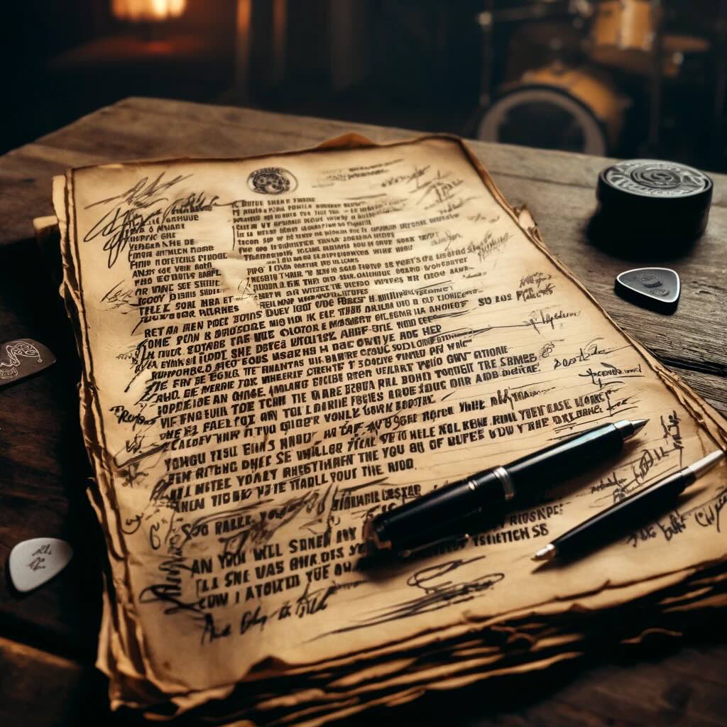 Lyric Sheet Stamped & Signed on Vintage Paper (song of your choice ...